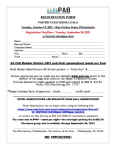 2021 Gold Medal Gala Registration Form - Pennsylvania Association of ...
